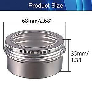 Heyiarbeit 6Pack 3.4 OZ Tin Cans Screw Top Round Aluminum Cans Screw Lid Containers with Clear Window for Store Spices Candies Tea or Gift Giving