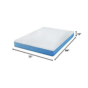 PrimaSleep 10 Inch Gel Infused Superior high-Density Memory Foam Mattress, CertiPUR-US® Certified, Blue, Cal King