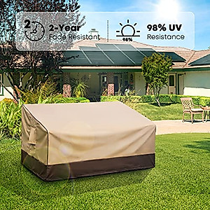 PaitoGem Heavy Duty Outdoor Couch Cover 100% Waterproof 600D Oxford, Outdoor Furniture Cover Waterproof, 2-Seater UV-resistant Patio Sofa Covers, Lawn Patio Furniture Cover with Air Vents, Deep Small