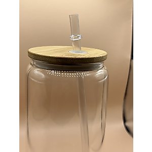 Clear Glass Tumbler Cup with Bamboo Lids and Straw Beer Drinking Can Ice Coffee Glass Mason Jar Tumbler Bridesmaid Gifts 16oz Glasses for Tea Water shower holiday gift sublimation