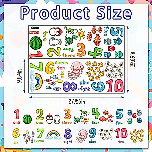 Number Wall Decals Figures Alphabet Letter Wall Stickers Animals Theme Room Wall Decals Digital Early Educational Wall Stickers for Kids Playroom Classroom Bedroom Nursery Boys Girls Rooms Decorations