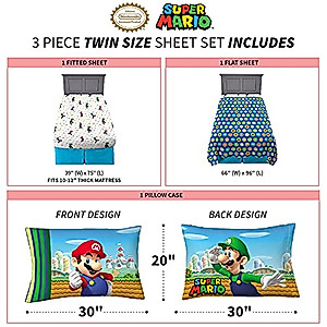 Franco Kids Bedding Super Soft Microfiber Sheet Set, Twin, Mario