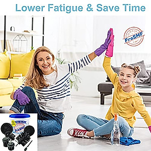 ProSMF Drill Brush Attachment - Scrub Brush for Drill - Grill Brush Set - Power Scrubber Brush Kit - Heavy Duty - Smokers - Grills - Concrete - Brick - Household Cleaning - Black - Ultra Stiff