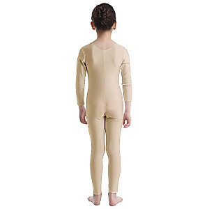 winying Girls Boys Spandex Crew Neck Full Body Unitard Gymnastics Leotard Catsuit Nude 8-10