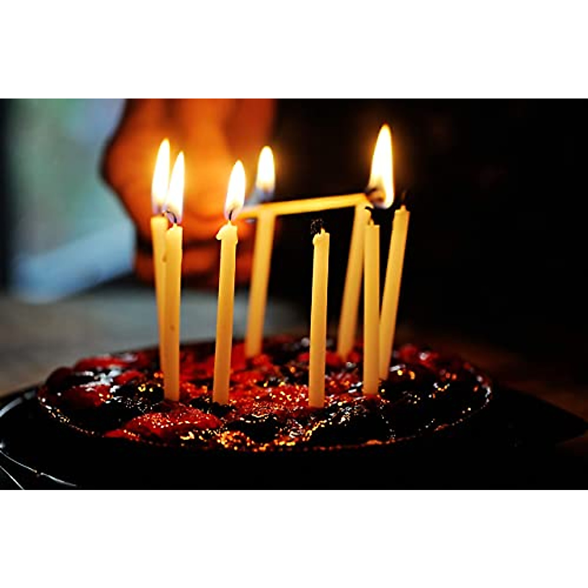 50 Natural 100% Pure Raw Beeswax Taper Candles ( 6") Natural Honey Scent Birthday Cake, Dripless, Smokeless, Nontoxic, Natural Cotton Wick