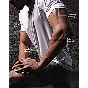 True Classic Active Quick Dry Crew Neck Mens T Shirt, Premium Fitted Athletic T Shirts Shirts for Men. Charcoal Heather Gray, XL