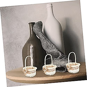Alipis 3 Sets mini basket handmade wicker basket mini craft baskets gift baskets for kids candy egg storage baskets wedding decorations Mini House Adornment rope small item Toy bride