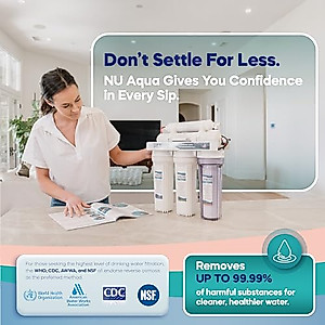 NU Aqua 6-Stage Alkaline Under Sink Reverse Osmosis Water Filter System - Booster Pump - 100 GPD RO Filtration w/Faucet & Tank - Remineralization - 100GPD Undersink - Home & Kitchen Drinking Purifier