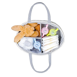 Luxury Care Baby Diaper Caddy Organizer,Rope Nursery Storage Bin for Boys and Girls,Cotton Rope Shower Gift Basket,With Canvas Bag