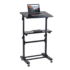Mount-It! Mobile Stand Up Desk, Portable Podium and Presentation Lectern Height-Adjustable Multi-Purpose Standing Workstation,Black.