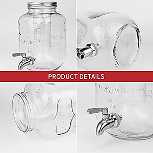 Beverage Dispenser Mason Jar with Lid Leak free 1 Gallon, Entertainment Glassware for Water, Juice, Cold Drinks & More