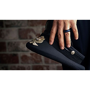 QALO Men's Rubber Silicone Ring, Classic Thin Line Rubber Wedding Band, Breathable, Durable Rubber Wedding Ring for Men, 8.5mm Wide 2.5mm Thick, Blue, Size 13