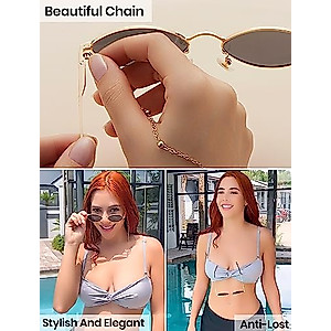 Veda Tinda Vision Black Oval Sunglasses with Chain Polarized 90s 70s Rave Sunglasses Womens Retro Festival Sunglasses UV400 C15S01