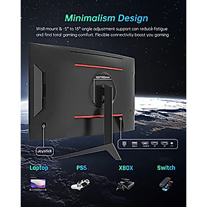 KTC 27 inch Gaming Monitor, 1440P Curved Monitor, 165Hz, 144Hz, 2K, 1500R, 1ms, FreeSync Premium/G-Sync, DisplayPort/HDMI/USB, Vesa/Wall Mount Computer Monitor, Ultrawide PC Monitor H27S17