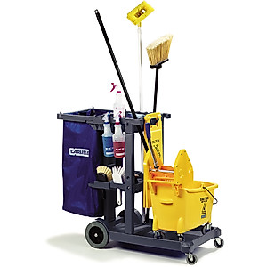 Carlisle FoodService Products Plastic Short Platform Janitorial Cart, 300 lbs Capacity, 45" x 19" x 39", Gray