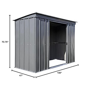 Arrow Classic Steel Storage Shed, 8x4, Charcoal