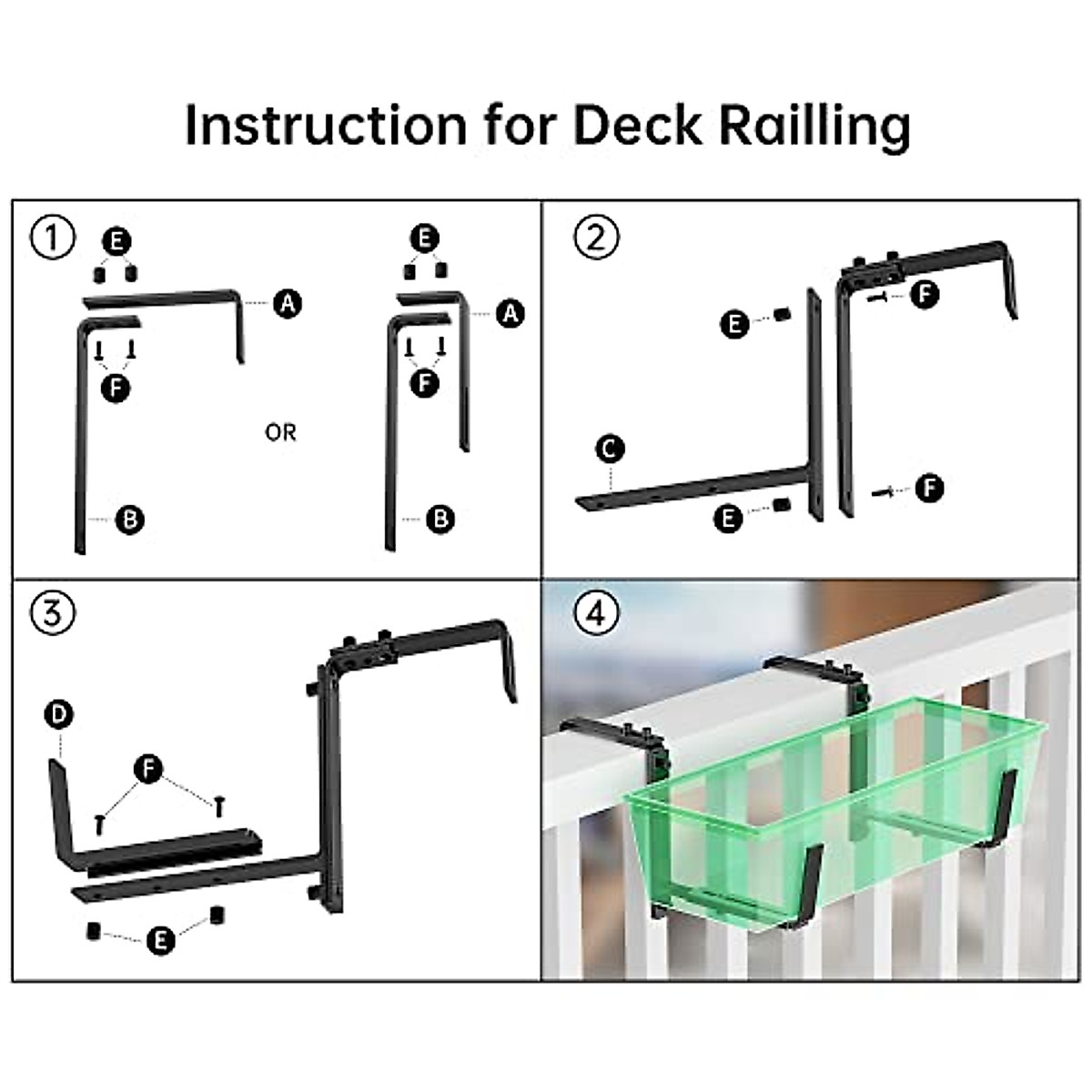 Y&M 6 PCS Adjustable Planter Box Brackets for Window Boxes Planters, Heavy Duty Wall Mounted Hooks Hangers for Flower Baskets Holder Durable, Hanging Brackets for Fence Patio Garden Balcony