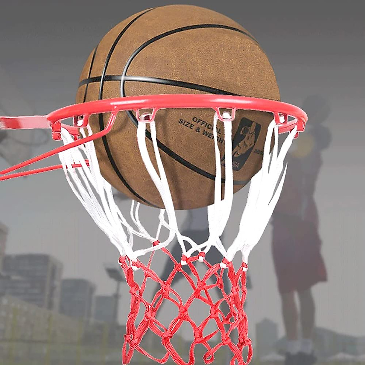 SHENGY No. 7 Basketball, Frosted Suede Leather, Wear-Resistant, Used for Indoor and Outdoor Training and Competitions, The Best Gift for Children, Water Pump, Needle, Net (4 Colors),Brown red