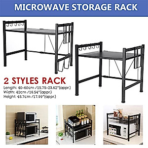 Microwave Kitchen Storage Rack - Telescopic Shelf for Simple Double-Layer Space-Saving Storage - Microwave and Stove Top Rack with Adjustable Design - Toaster Shelf Stand Kitchen Countertop Organizer