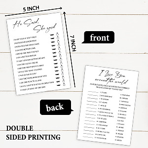 Bridal Shower Games Set - Wedding Shower Games for Guest, Bachelorette Party Ideas, Double Sided Game for Wedding Bridal Shower Engagement Bachelorette Anniversary Party