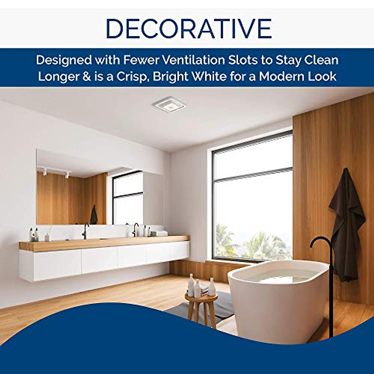 Broan-NuTone NuTone FG800SPKS Bluetooth Speaker Bathroom Exhaust Grille Cover with LED Light Bath Fan, White