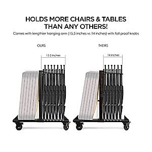 Folding Chair Rack Folding Chair Cart Folding Chair Storage Chair Dolly for Stackable Chairs and Table Hold More Hanging Chairs with Rubber Locking Caster Wheels Dust Trolley Cover Capacity 42 Chairs