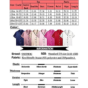 SWOMOG Kids Satin Pajamas Sets Girls Boys Button-Down Pjs Short Sleeve Silk Nightwear 2 Piece Lounge Sets
