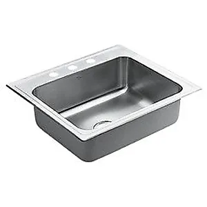 Moen S22338 Stainless Steel Single Bowl Kitchen Sink, Satin