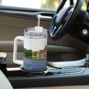 furenan Bluebonnets 40oz Tumbler With Handle And Straw Lid Stainless Steel Double Wall Vacuum Insulated Tumbler Travel Mug Straw Covers Cup For Water Iced Tea Or Coffee