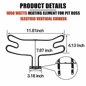 Grill Heating Element Replacement Part for Pit Boss Electric Smoker 2 Series Analog & 3 series Digital Electric Vertical Smoker , 120V, 1650W