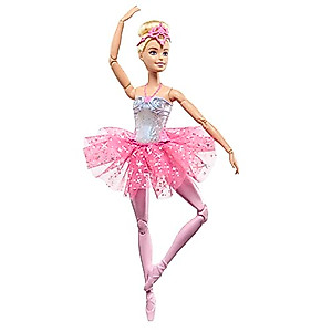 Barbie Dreamtopia Doll, Twinkle Lights Posable Ballerina with 5 Light-Up Shows, Sparkly Pink Tutu, Blonde Hair & Tiara