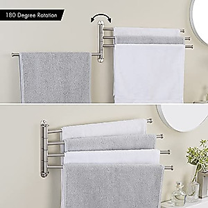 KES Swivel Towel Bar 19.5" 4-Arm Extra Long, Swing Out Towel Rack for Bathroom Wall, Hand Towel Holder for Multiple Towels, SUS304 Stainless Steel Brushed Finish, A2103S4L50-2