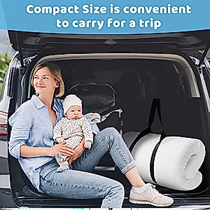 Foambesty® Waterproof Pack n Play Mattresses (38''x26''x3''), Fitted Pack and Play Mattress Pad, Dual Sided Soft Mini Crib Mattress for Baby & Toddlers, Travel Playard Pad, Includes Carry Strap