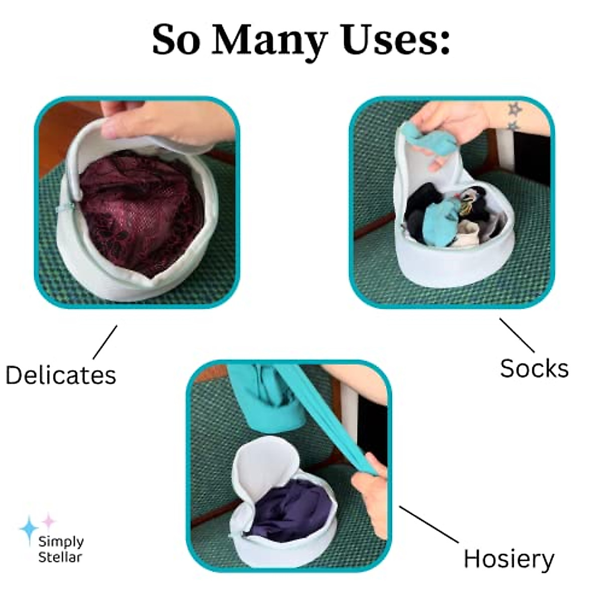 Simply Stellar 2 Pack | Eco-Friendly | Bra Bags for Laundry and Travel | Lingerie Bags for Washing Delicates | Delicates Bag for Washing Machine | Mesh Laundry Bags for Delicates | Recycled Materials