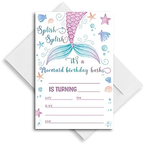 LoaHak Mermaid Birthday Party Invitation, Under The Sea Birthday, mermaid birthday decorations, under the sea party decorations.(017)