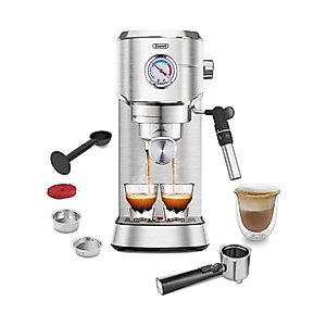 Gevi Espresso Machine 20 Bar with Auto Milk Frother, Professional Espresso Maker with Adjustable Shot Volume, Compact Cappuccino & Latte Machine, Stainless Steel, Gift for Coffee Lover, Home Baristas