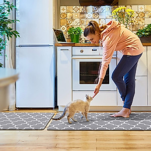 KMAT Kitchen Mat [2 PCS] Cushioned Anti-Fatigue Kitchen Rug, Waterproof Non-Slip Kitchen Mats and Rugs Heavy Duty PVC Ergonomic Comfort Foam Rug for Kitchen, Floor Home, Office, Sink, Laundry,Grey
