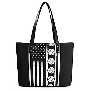 Womens Handbag Baseball Leather Tote Bag Top Handle Satchel Bags For Lady