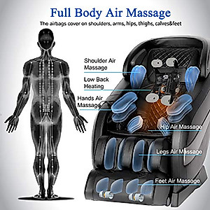 Massage Chair,Zero Gravity SL Track Massage Chairs, Full Body Shiatsu Massage Chair Recliner with Space Saving, Auto Body Detection, Thai Stretching, Bluetooth Speaker, Heat, Foot Roller (Black)