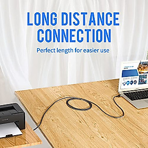 USB-B to USB-C/A Printer Cable 20FT, JANMMEG USB C MIDI Cable Nylon Braided High-Speed Printer Cord for MacBook Pro/Air, Casio Digital Piano MIDI Controller, HP Canon Dell Epson Brother Samsung&More
