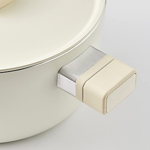 Dr.HOWS Lumi Ceramic Nonstick Pot with Lid 8 inch - Large Pot for Cooking with Rubber-Coated Handles, PFOA-Free - For Induction, Ceramic, Electric, Halogen and Gas Cooktops