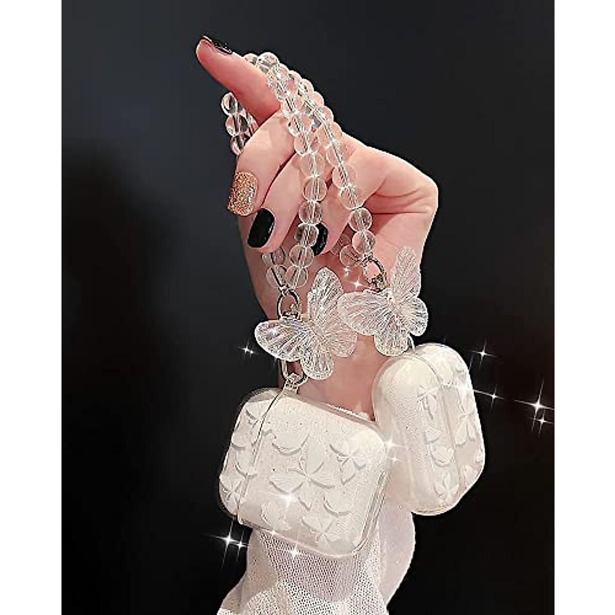 Compatible Butterfly Airpods Pro 2 2022,Airpods Pro 2nd Generation, Airpods Pro 2 Case Clear Cute Cover with Beaded Keychain for Women Girls (Airpod Pro 2 )