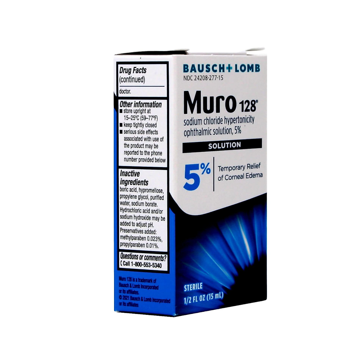 Bausch + Lomb Muro 128 Ophthalmic Solution 5%, 0.5 Fl. Oz.