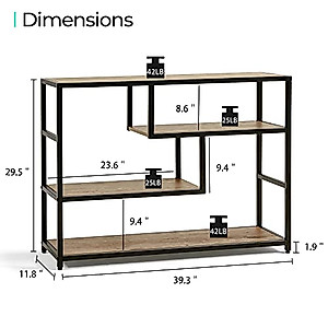 LINSY HOME Console Table, Wood Sofa Table, 4-Tier Entryway Table, Sofa Tables Narrow Long with Storage Shelves, 39.3” Console Tables for Entryway, Hallway, Sofa, Couch, Living Room, Bar, Kitchen