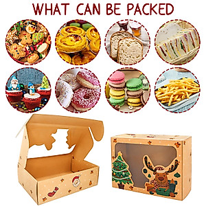 Hifunwu 12 PCS Christmas Cookie Boxes Christmas Treat Boxes with Window for Pastries, Cupcakes, Cookies, Brownies, Donuts Gift-Giving