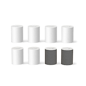 Frizzlife FF1080 Faucet Extender 8pcs Replacement Cartridge, 2pcs Carbon Fiber and 6pcs PP Cotton Filter