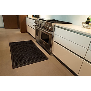 UNIMAT-Anti-Fatigue Outdoor Rubber Drainage with Non-Slip Backing Heavy Duty Mat for Restaurant Industrial Use-3'x 5' Black Mat-Ideal Bar Accessory