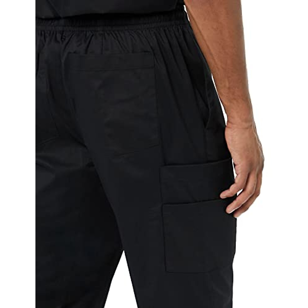 Amazon Essentials Men's Elastic Drawstring Waist Scrub Pant, Black, Medium
