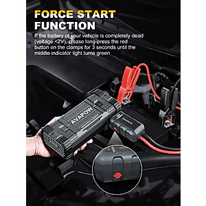 AVAPOW Car Jump Starter, 4000A Peak Battery (for All Gas or Up to 10L Diesel), Portable Booster Power Pack, 12V Auto Jump Box with LED Light, USB Quick Charge 3.0