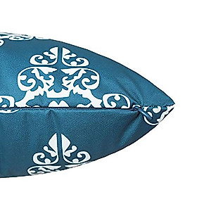 Andreannie Pack of 4 Blue Outdoor Waterproof Decorative Throw Pillow Cover Cushion Case for Garden Patio Tent Park Farmhouse Polyester Both Sides Printing Square 18 x 18 inches ¡ (Set of 4 Blue)